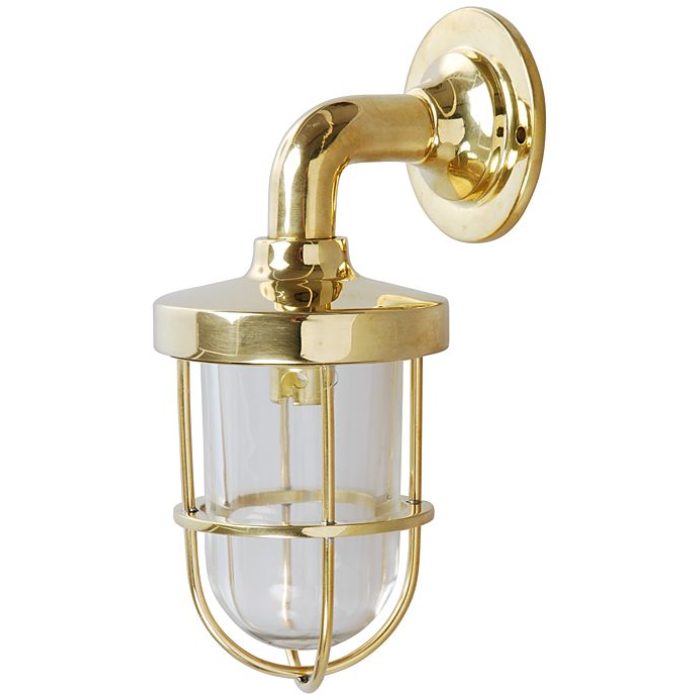 Brass Angled Guarded Light – Small – Classic Marine